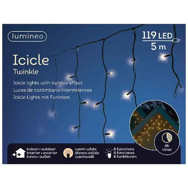 LUMINEO Lampice za jelku sa 119 LED dioda toplo belih Ledenice 500cm