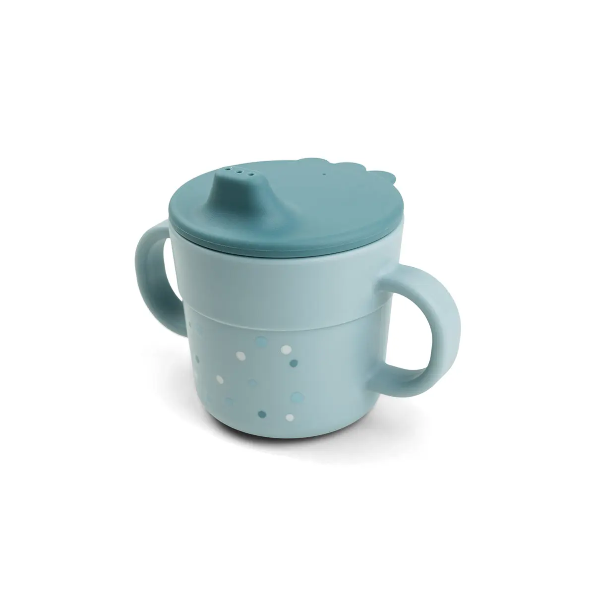 DONE BY DEER Šolja sa poklopcem Foodie Happy dots, Plava