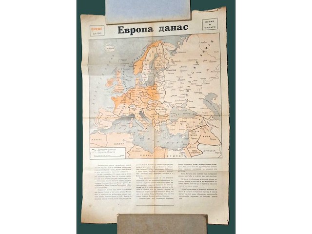 Mapa „Evropa danas“ – originalni list iz novina „Vreme“