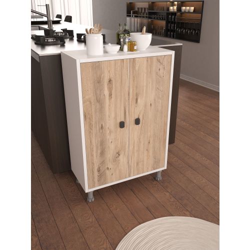 Melo - Atlantic Pine, White Atlantic Pine White Multi Purpose Cabinet