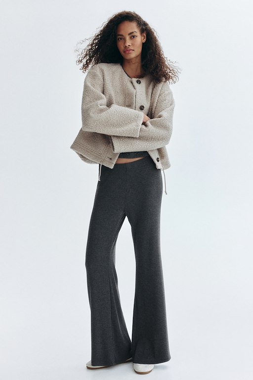 Flared fine-knit trousers
