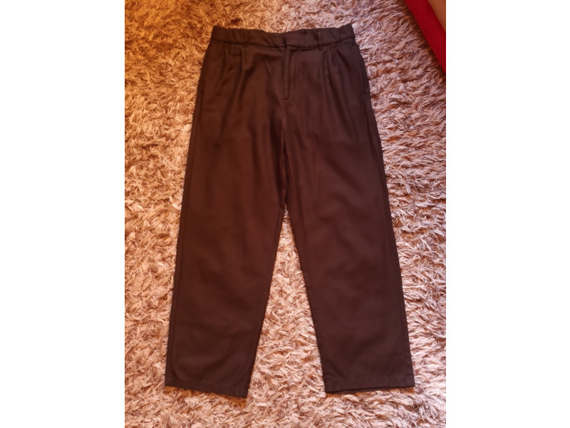 Baggy elegantne ZARA tamno braon pantalone 32 L