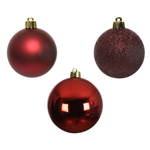 Novogodišnja dekoracija - HANGING BAUBLE SET MIX 10pcs 6cm 020173 - Oxblood - KMG