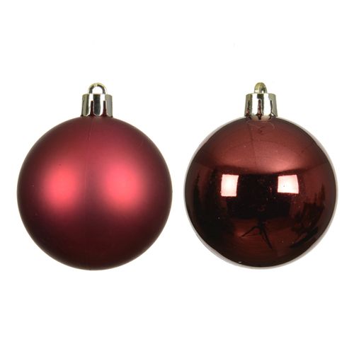 Novogodišnja dekoracija - HANGING BAUBLE SET MIX 12pcs 6cm 021833 - Oxblood - KMG