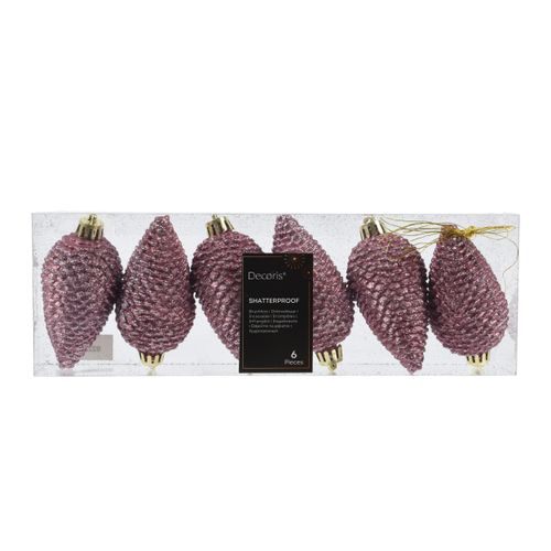 Novogodišnja dekoracija - HANGING PINECONE SET 6pcs 8cm 022697 - Vintage pink - KMG