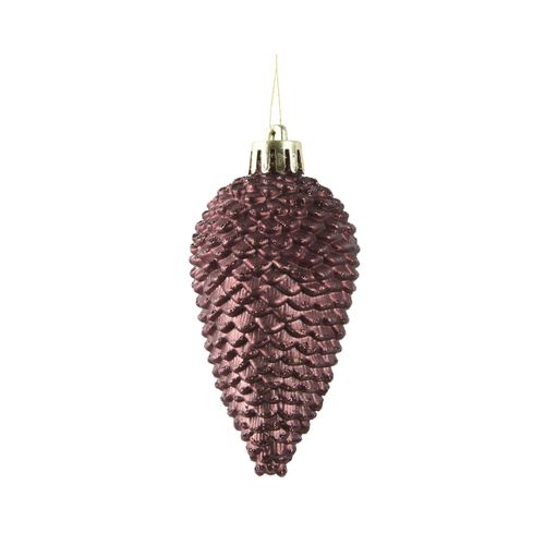 Novogodišnja dekoracija - HANGING PINECONE SET 6pcs 8cm 022865 - Maroon - KMG