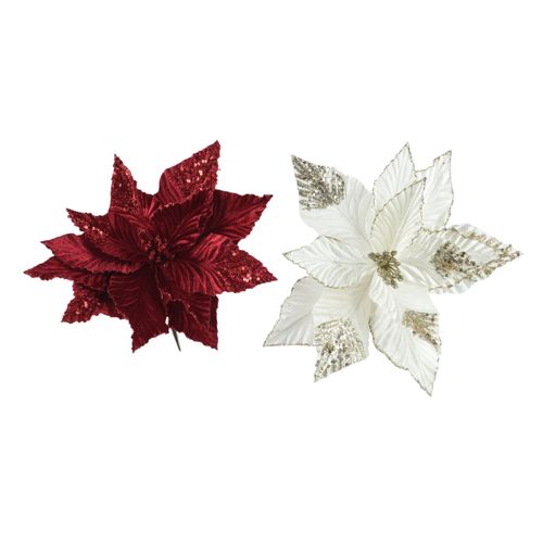 Novogodišnja dekoracija - POINSETTIA VELVET 30cm 733012 - KMG