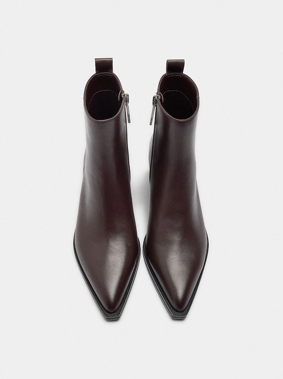 LEATHER ANKLE BOOTS WITH WIDE HEEL