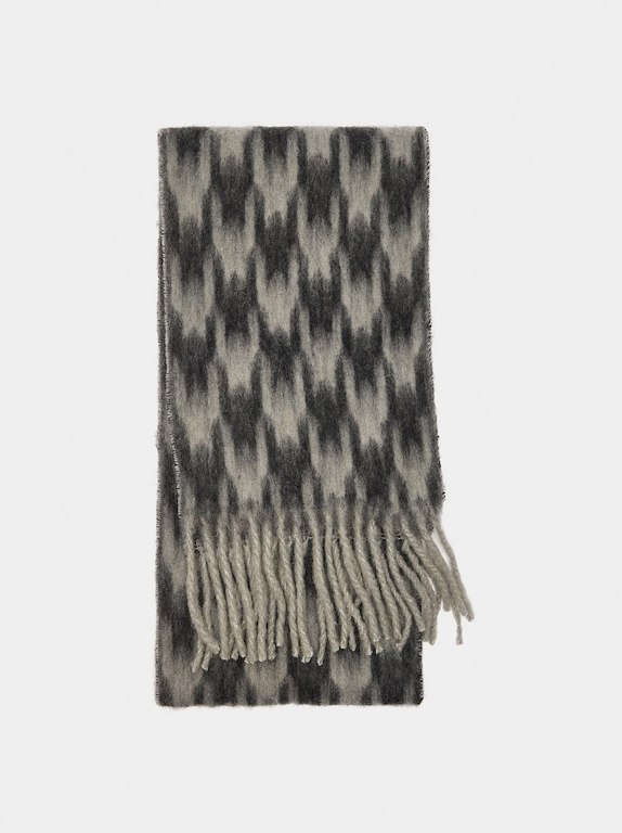 PRINTED SCARF WITH FRINGING
