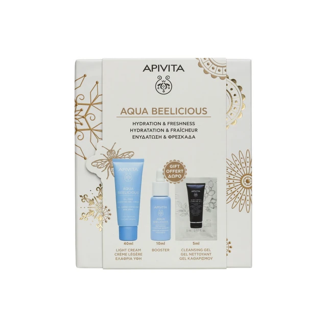 Apivita Set Aqua Beelicious Krema lagane teksture, 40 ml + Mini Booster, 10 ml + Gel za čišćenje, 5 ml