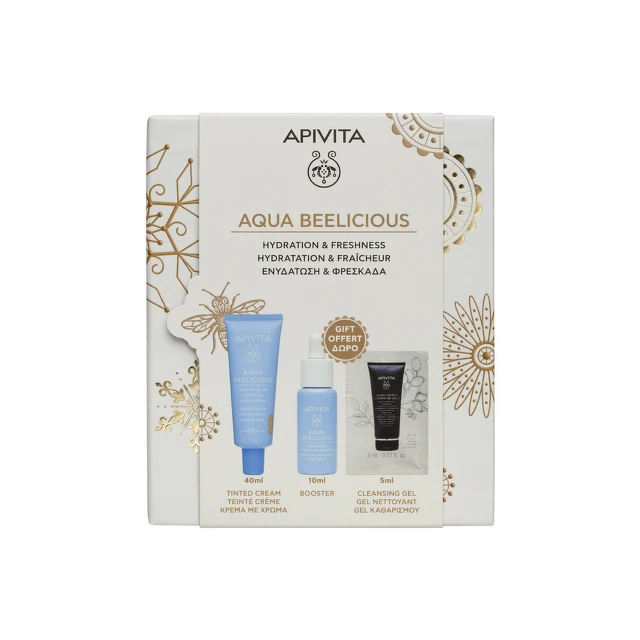 Apivita Set Aqua Beelicious Tonirana krema SPF30, 40 ml + Mini Booster, 10 ml + Gel za čišćenje, 5 ml