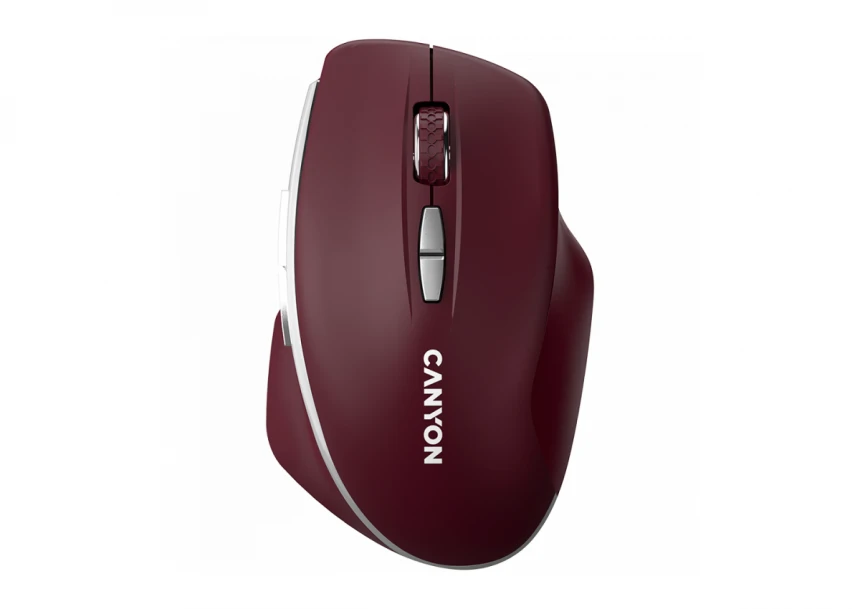 CANYON MW-21, 2.4 GHz Wireless mouse ,with 7 buttons, DPI 800/1200/1600, Battery: AAA*2pcs,Burgundy Red,72*117*41mm, 0.075kg