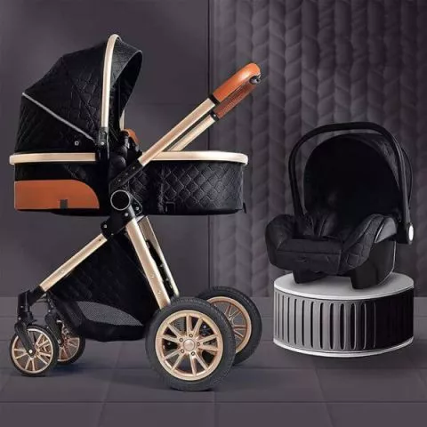 KOLICA ZA BEBE TS-001B SA TRANSFORMACIONIM SEDIŠTEM I AUTOSEDIŠTEM (3U1) – CRNA