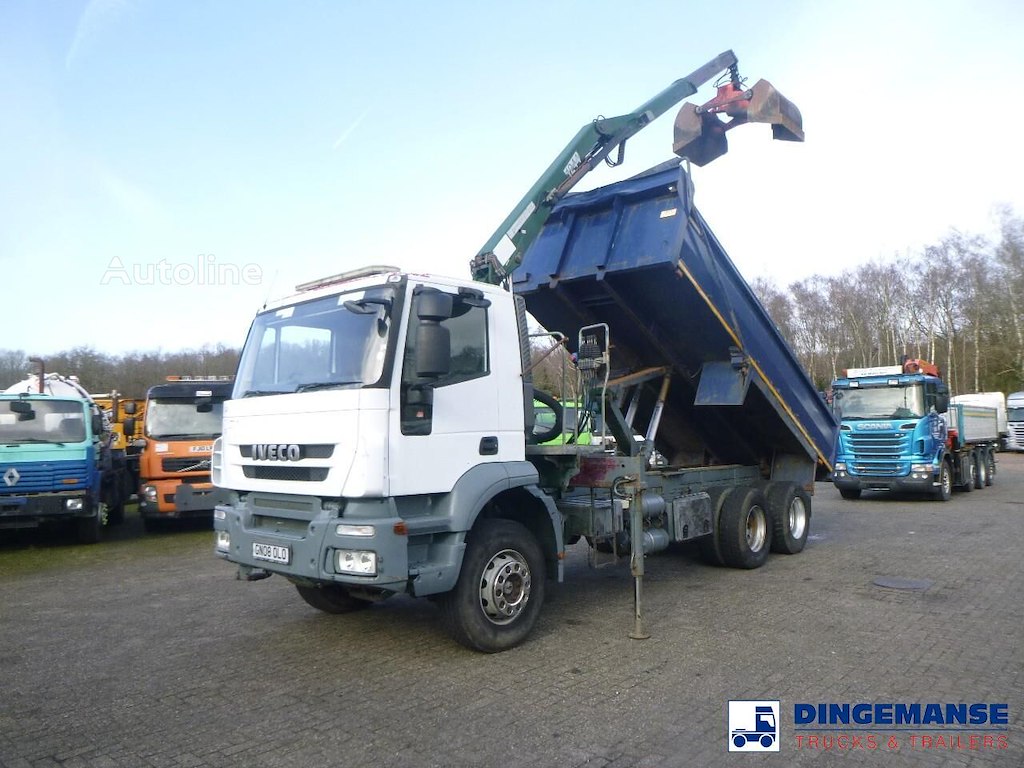 IVECO AD260T33 6X4 RHD tipper + HMF crane kiper