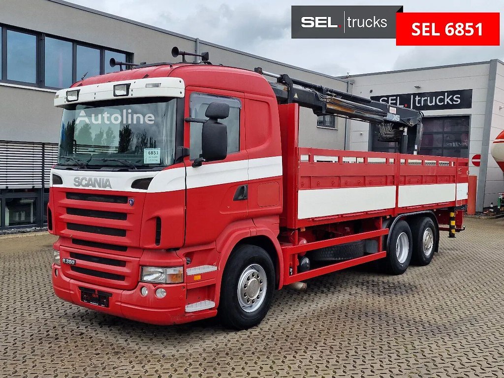 Scania R380 LB6X2*4MNA Retarder / HIAB 166K / Lenkachse / Liftachse kamion s ravnom platformom