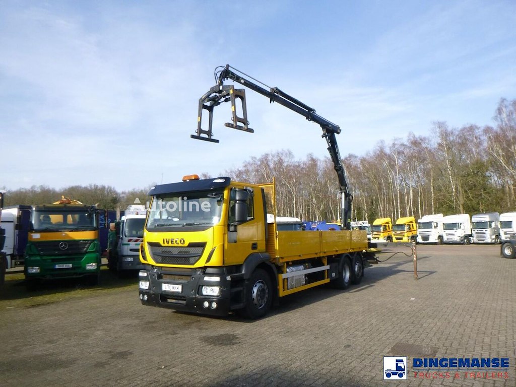 IVECO Stralis 310 6x2 Euro 6 RHD + Atlas 105.2 crane kamion s ravnom platformom