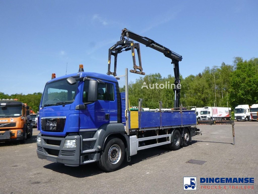 MAN TGS 26.360 6X2 RHD + HMF 1420-K2 + grapple kamion s ravnom platformom