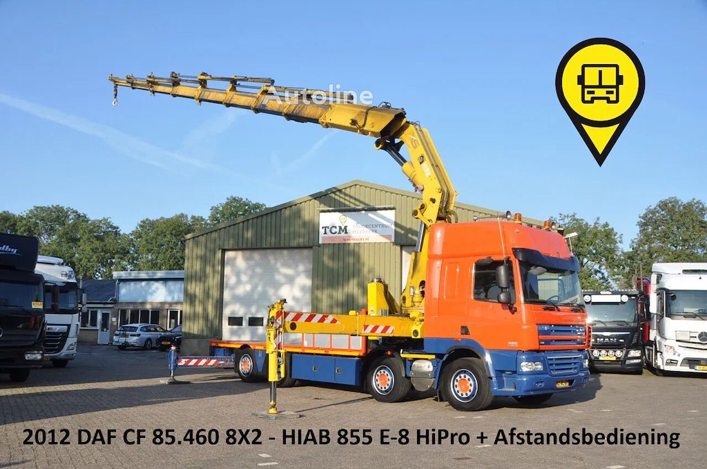 DAF CF 85.460 2012 EEV 8X2 HIAB 85Tm CRANE HANDGESCHAKELD kamion s ravnom platformom