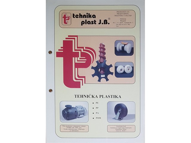 Katalog `TEHNIKA PLAST J.B.` Beograd Jugoslavija