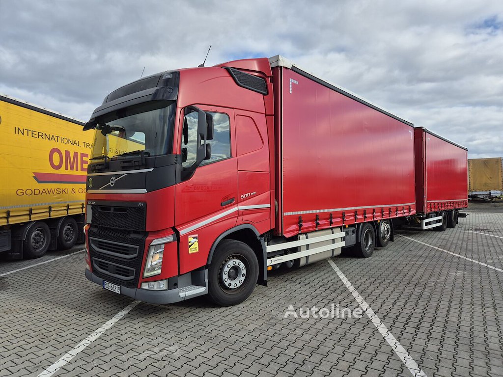 Volvo FH500 kamion sa klizna zavesa cerada + prikolica sa kliznom ceradom