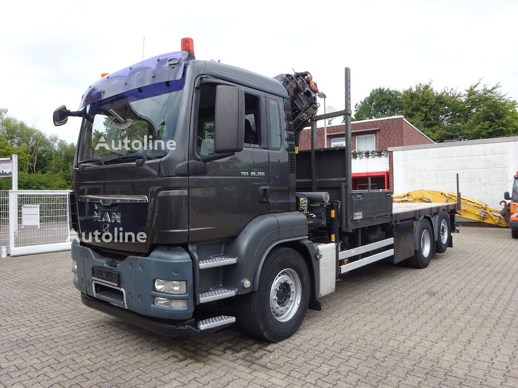 MAN TGS 26.360 - Open flatbed+crane 6x2 kamion platforma