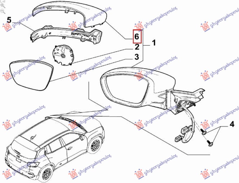 POKLOPAC RETROVIZORA (O) Leva str. FIAT 600 (2023-) (OEM: 735773480)