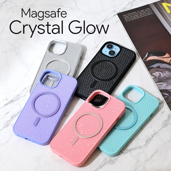 Torbica za Magsafe Crystal Glow za iPhone 16 Pro Max 6.9 roze