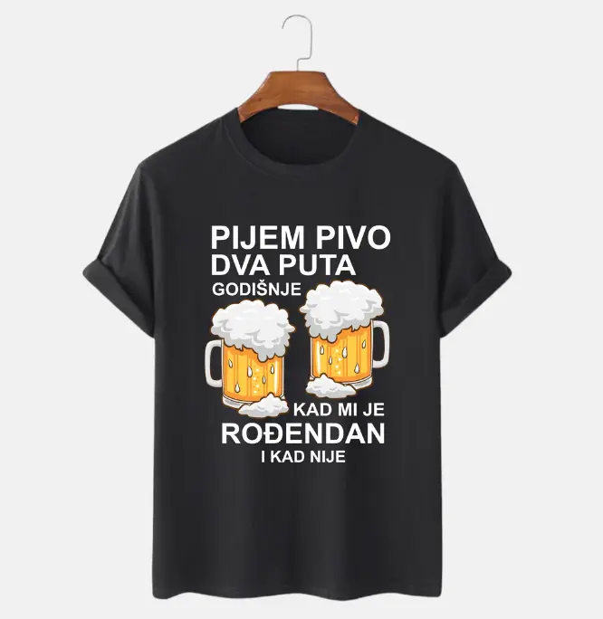 MAFIMI Majica Pijem pivo dva puta godišnje, Crna