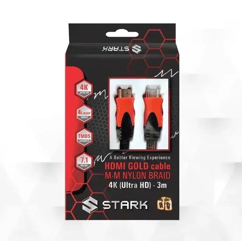 STARK HDMI M-M kabl, 3 metra dužine, pozlaćen, podržava 4K (Ultra HD)