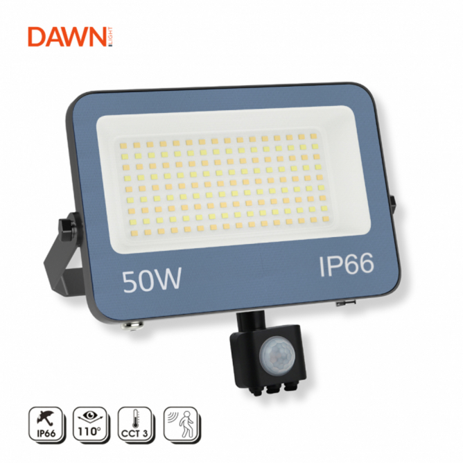 1 DAWN LED REFLEKTOR GN-50W-FL913S CCT SENZOR 5000LM 110° IP66 250275
