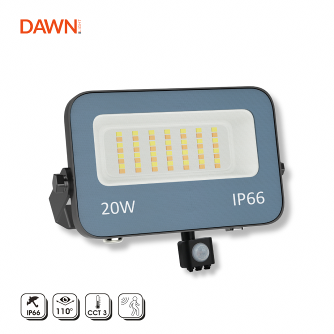 1 DAWN LED REFLEKTOR SENZOR GN-FL913S-20W CCT 1600LM 110° IP66 250257