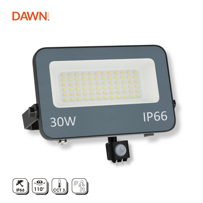 1 DAWN LED REFLEKTOR SENZOR GN-FL913S-30W CCT 3000LM 110° IP66 250261