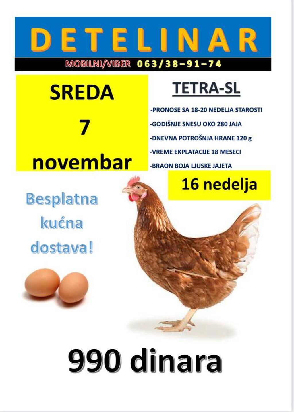 Mlade koke nosilje Tetra-SL! Prevozimo do kucne adrese besplatno!