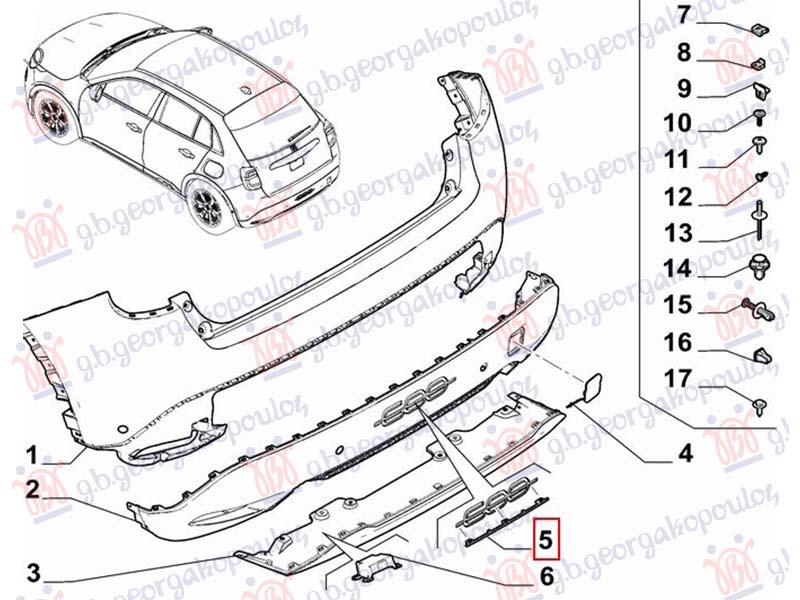 LAJSNA ZADNJEG BRANIKA DONJA (ZNAK) (O) FIAT 600 (2023-) (OEM: 52220945)