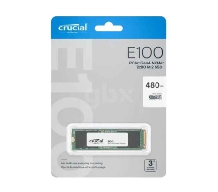 SSD 480GB CRUCIAL E100, CT480E100SSD8, PCIe Gen4x4, NVMe, 4700/2500 MB/s