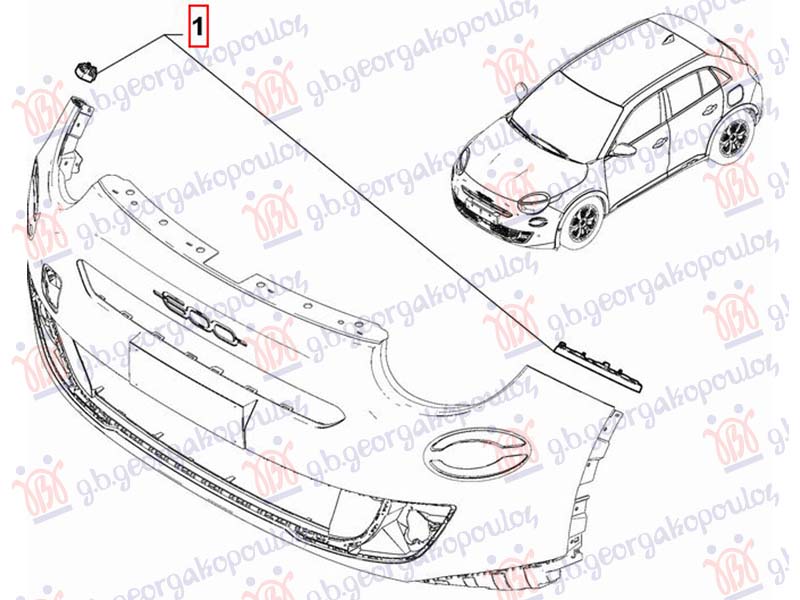 NOSAC PREDNJEG BRANIKA BOCNI PLASTICNI (O) Desna str. FIAT 600 (2023-) (OEM: 52217792, 52239170)