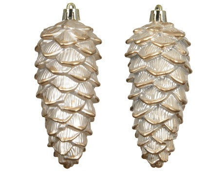 Novogodišnja dekoracija - hanging pinecone set 2pcs 12cm 028502 - pearl - kmg ( 044456 )