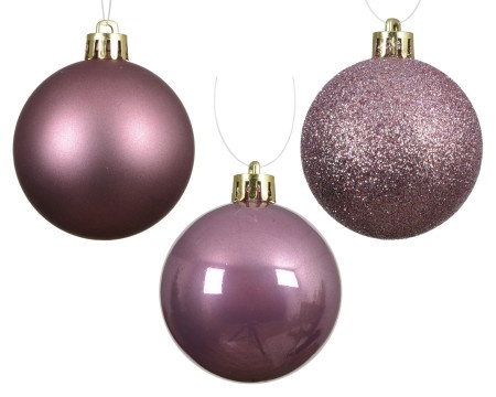 Novogodišnja dekoracija - hanging bauble set mix 10pcs 6cm 022649 - vintage pink - kmg ( 044427 )