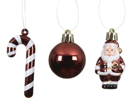Novogodišnja dekoracija - hanging ornament set mix 10pcs 4cm 026115 - oxblood - kmg ( 044452 )