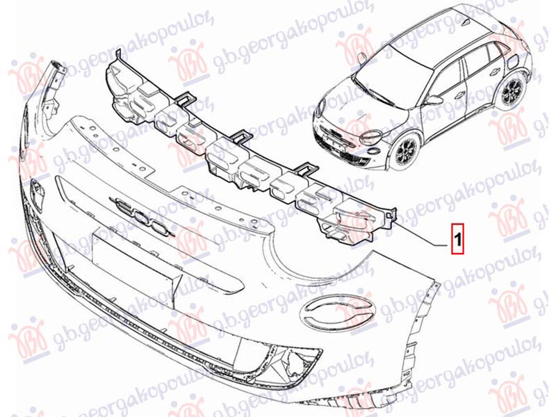 SINA PREDNJEG BRANIKA PLASTICNA (O) FIAT 600 (2023-) (OEM: 52213843)
