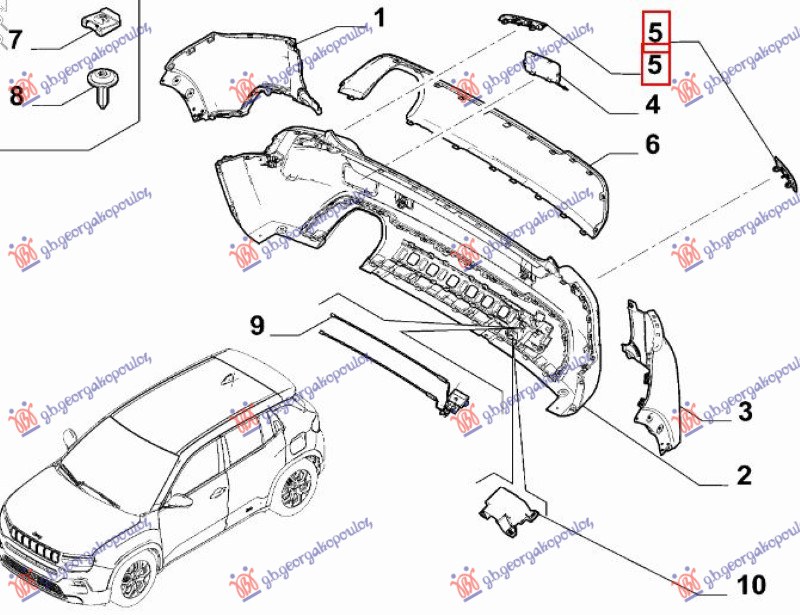 KATADIOPTER U ZADNJEM BRANIKU (O) Desna str. JEEP AVENGER (2022-) (OEM: 52177023)