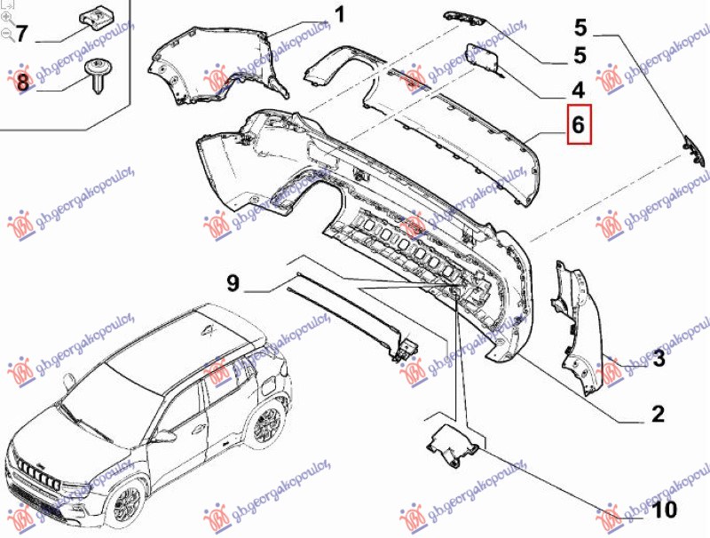 SPOJLER ZADNJEG BRANIKA SREBRNI/SVETLO SIVI (O) JEEP AVENGER (2022-) (OEM: 735774646)