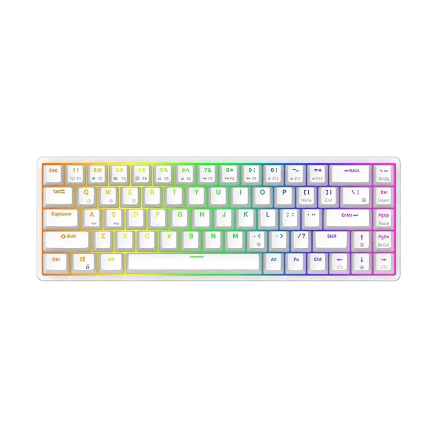 Royal Kludge Gaming mehanička tastatura G68, 3-Mode, RGB, Hot Swap, Bela