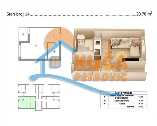 Garsonjera 21 m² Branko Bjegović