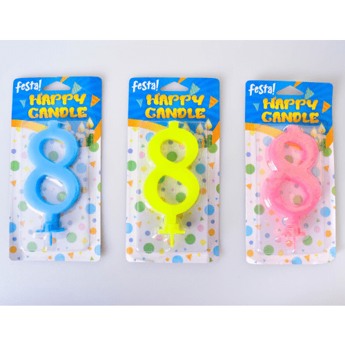 Happy candle svećica fluo miks broj 8 710103