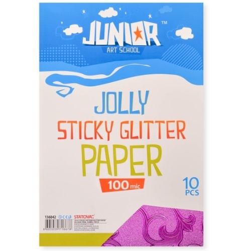 Papir glitter samolepljivi list roze A4 10K Jolly sticky 136042