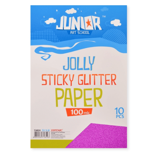 Papir glitter samolepljivi roze A4 100mik 10k jollysticky 136024