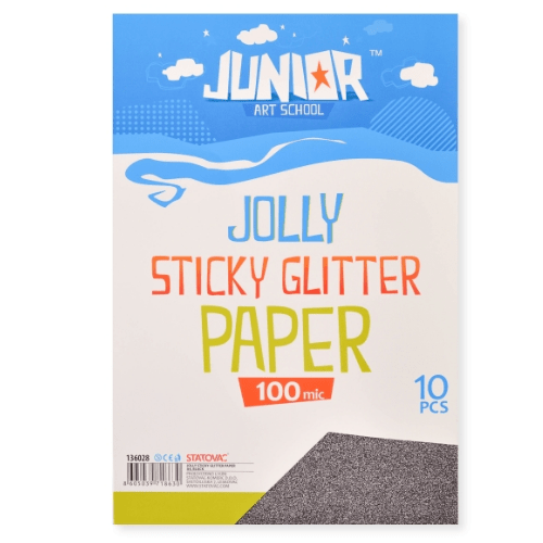 Papir glitter samolepljivi crna A4 100mik 10k jolly sticky 136028