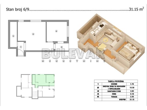 Novogradnja 31m2 Branko Bjegović