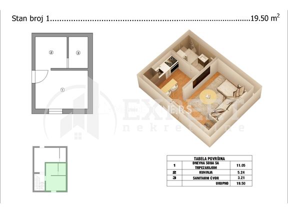 Garsonjera 20 m² Branko Bjegović